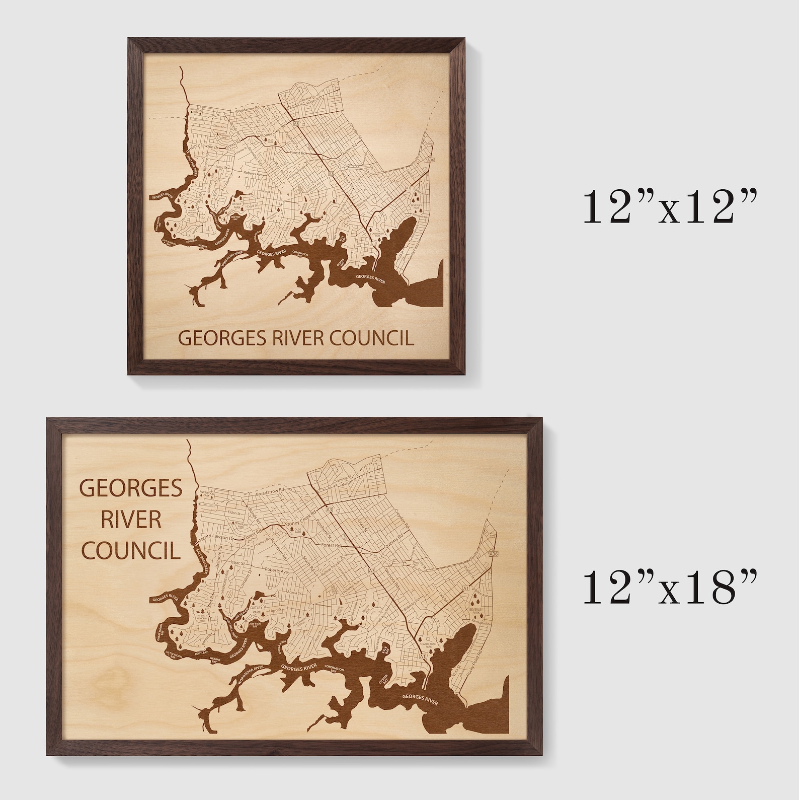 Georges River Council Engraved Wood Map Sydney Australia - Etsy