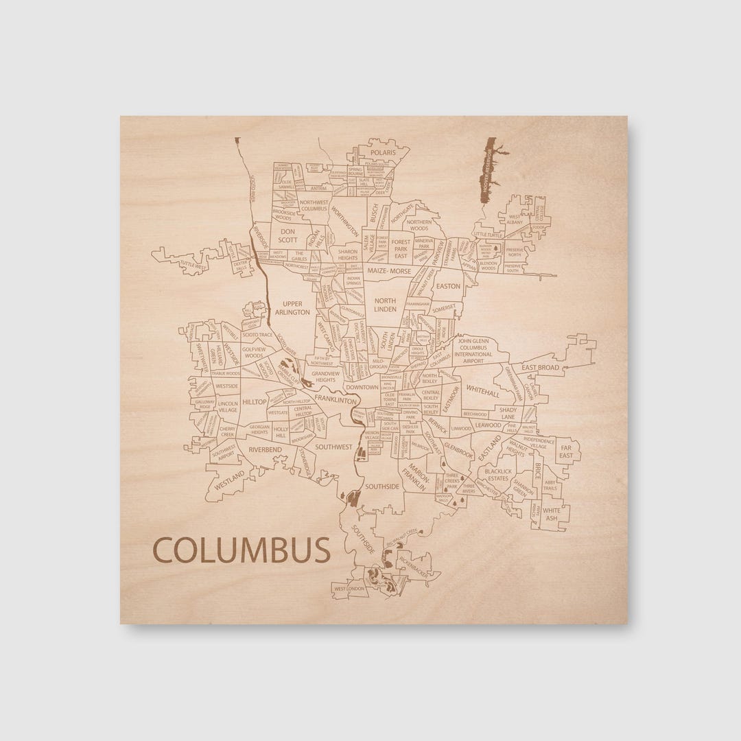 Columbus Ohio Wall Art, Columbus Map Art, Columbus Neighborhood Map ...