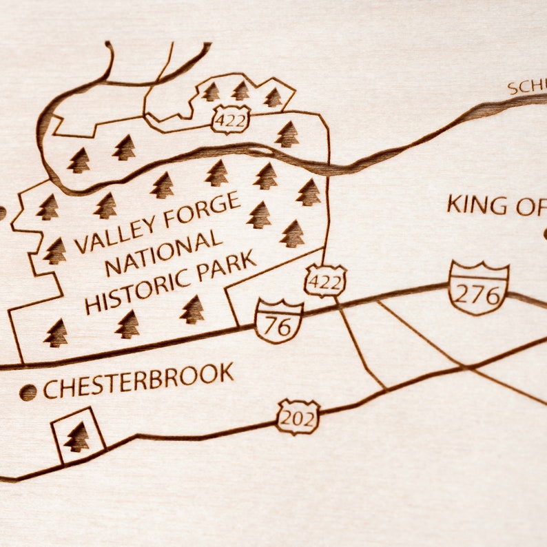 Philadelphia Main Line Map Customizable Engraved Wood Art | Etsy