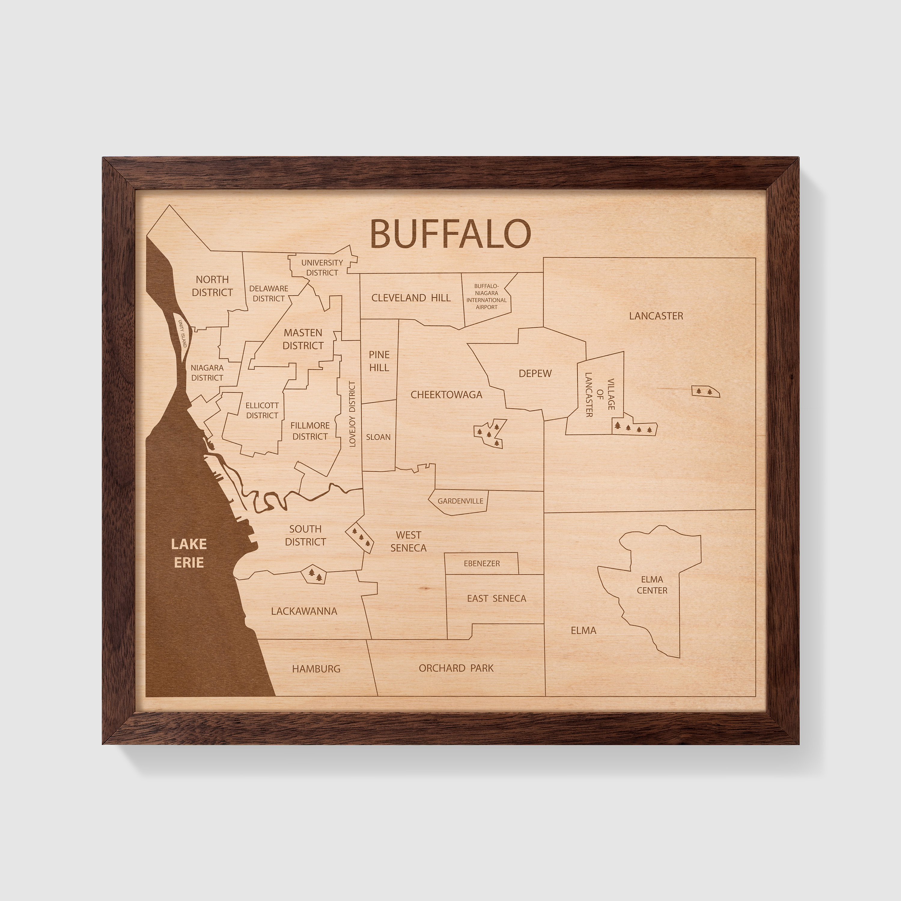 Buffalo Area Map Laser Engraved Neighborhood Map Wall Art | Etsy
