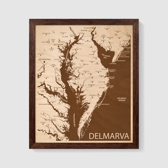 Delmarva Map Art Engraved Wood Wall Hanging Delaware | Etsy