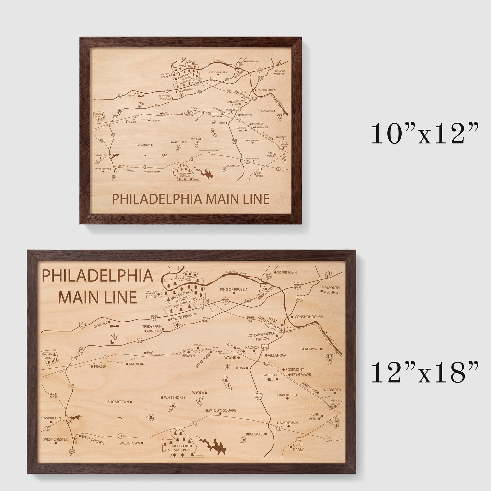 Philadelphia Main Line Map Customizable Engraved Wood Art - Etsy