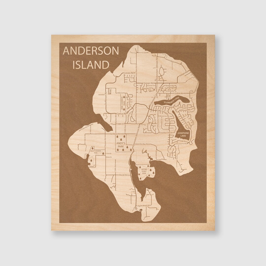Anderson Island Washington Wood Map, Puget Sound Island Artwork, Cabin ...
