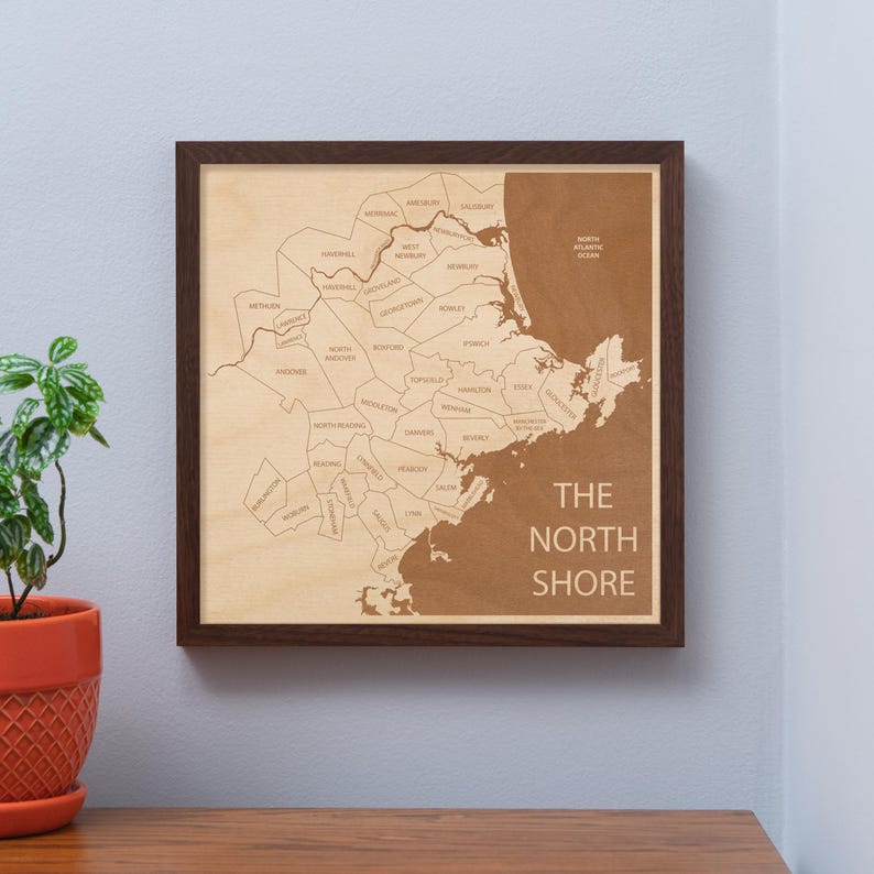 The North Shore Map - Engraved Wood Customizable Gift - 12x12 - Etsy