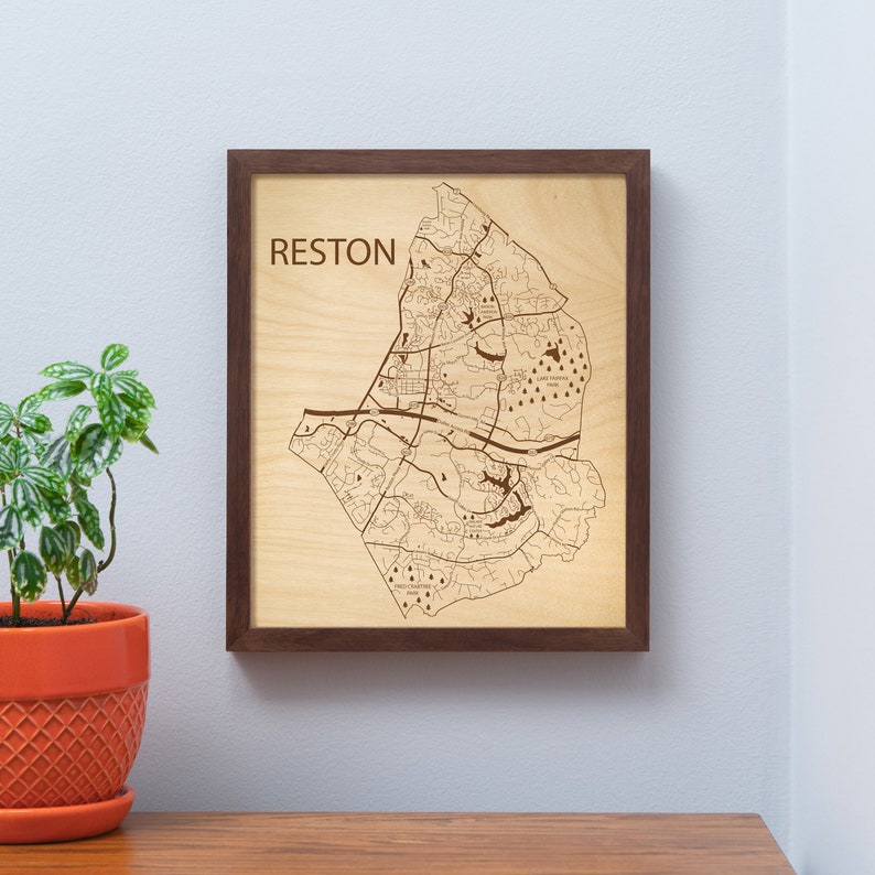 Reston Virginia Map Art Wood Map Wall Art Reston VA Custom - Etsy