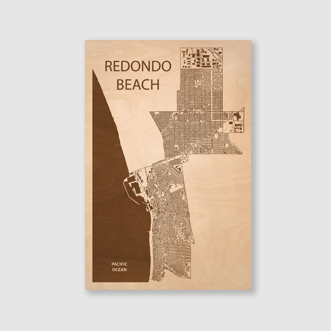 Redondo Beach Map California Engraved Map Art Wall Hanging Ready to ...