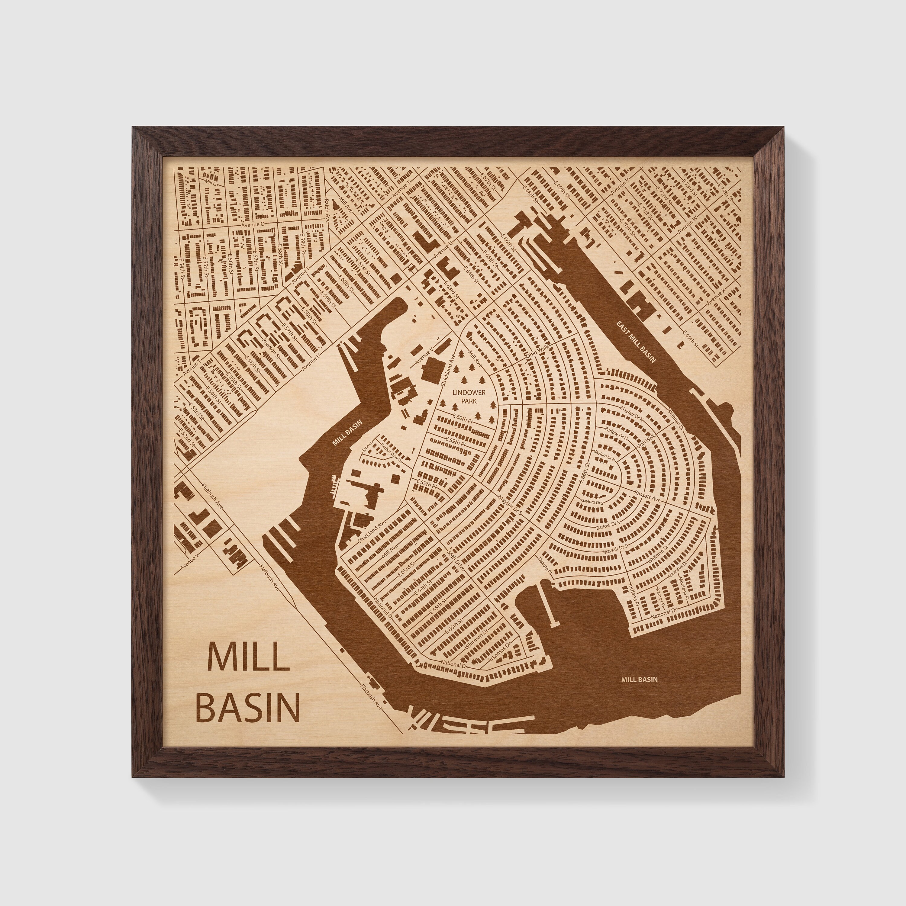 Mill Basin Map Brooklyn Neighborhood Map Engraved Wood | Etsy