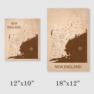 New England Map Art Personalized Wood Gift Maine New - Etsy