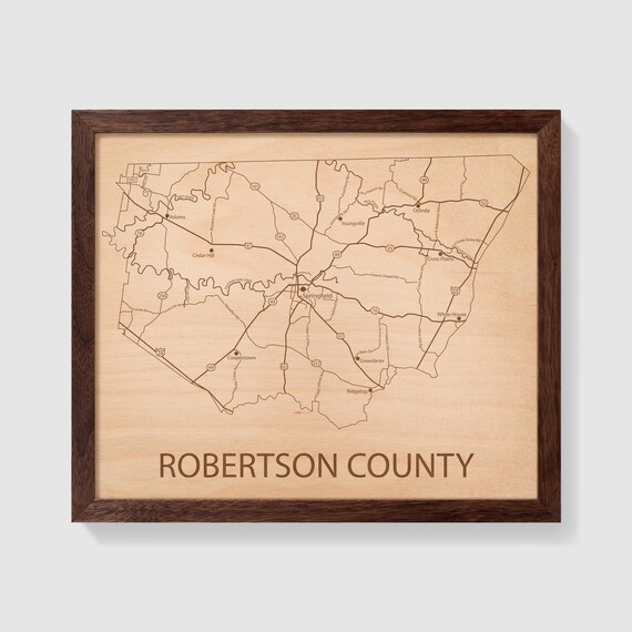 Robertson County Tennessee Map Engraved Wood Map of Robertson - Etsy