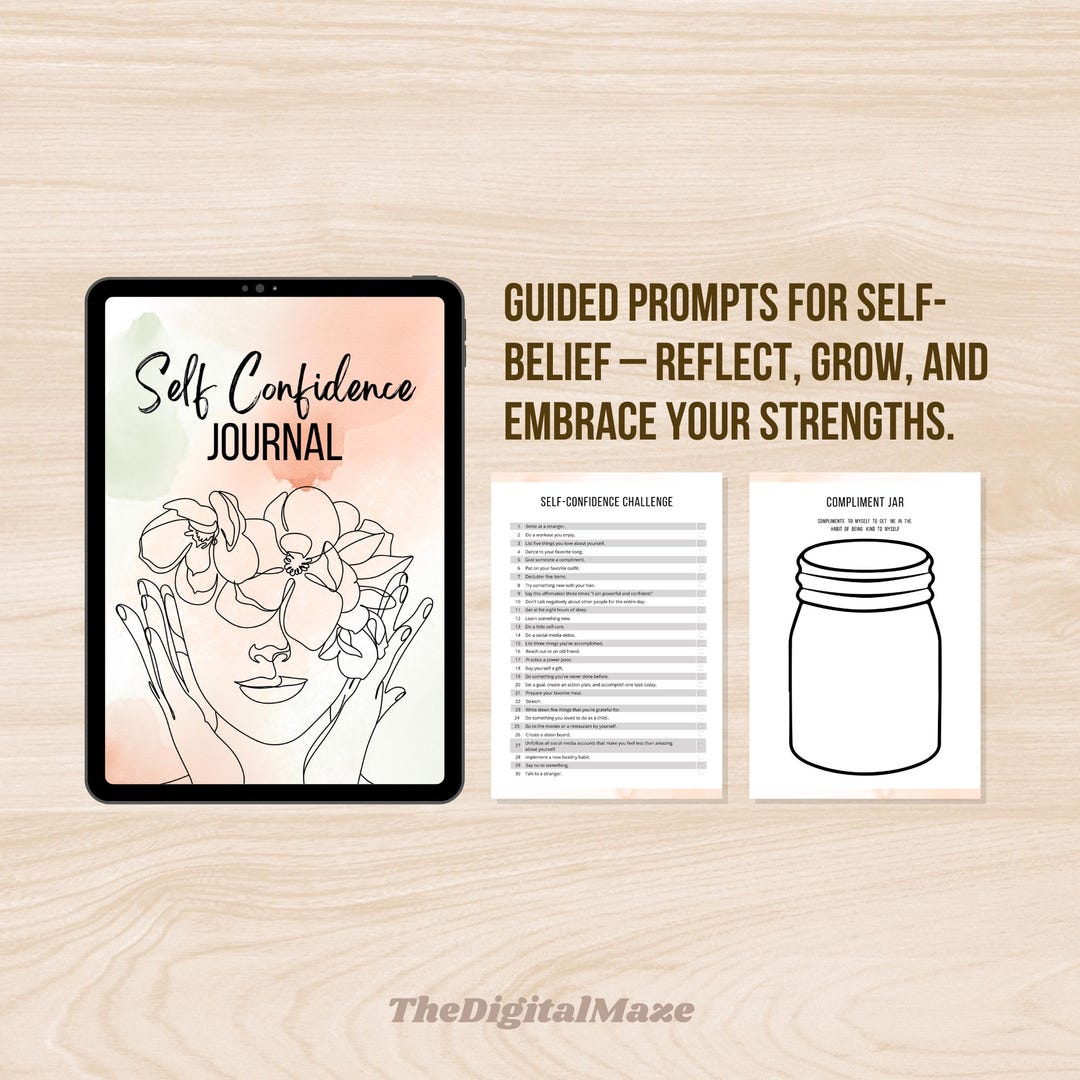 Self Confidence Journal | Digital & Printable | 8.5"x11" Guided ...