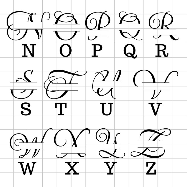 Split Monogram Alphabet SVG EPS PNG Split 26 Individual Svg Png Eps Ai ...