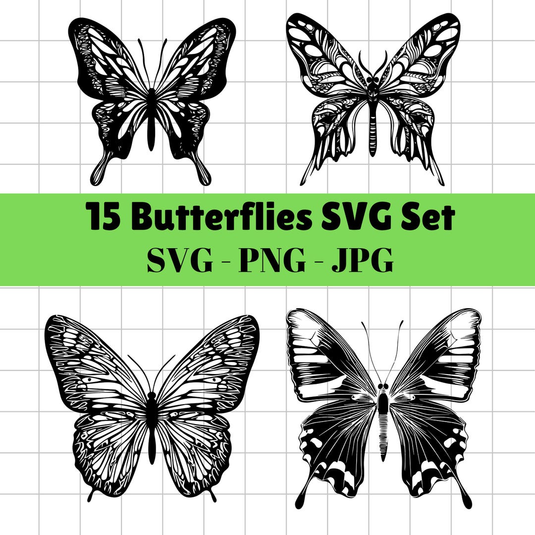Butterfly SVG Set Butterfly for Cricut Butterfly Clipart Butterflies ...