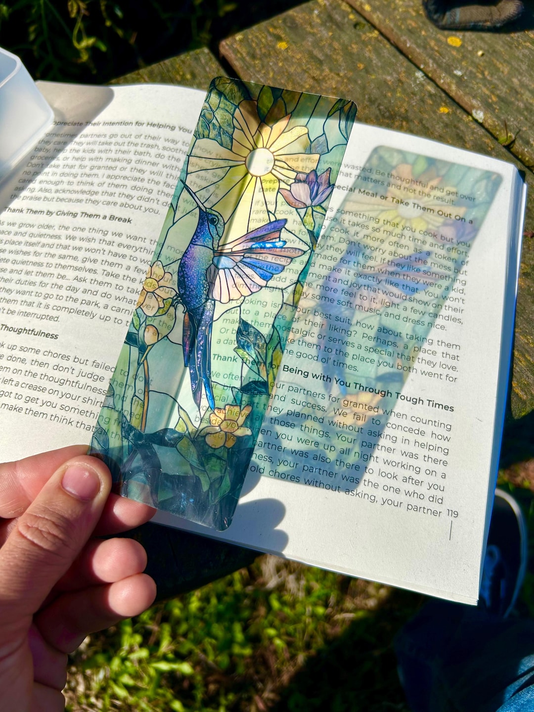 Stained Glass Hummingbird Bookmark, Floral Bird Page Marker, Handmade ...