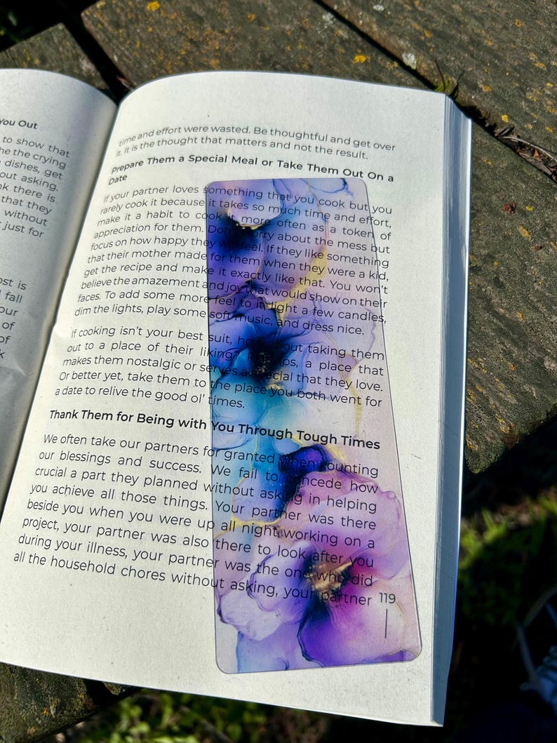Purple Watercolor Flower Bookmark - Hand-painted Floral Design - Unique ...