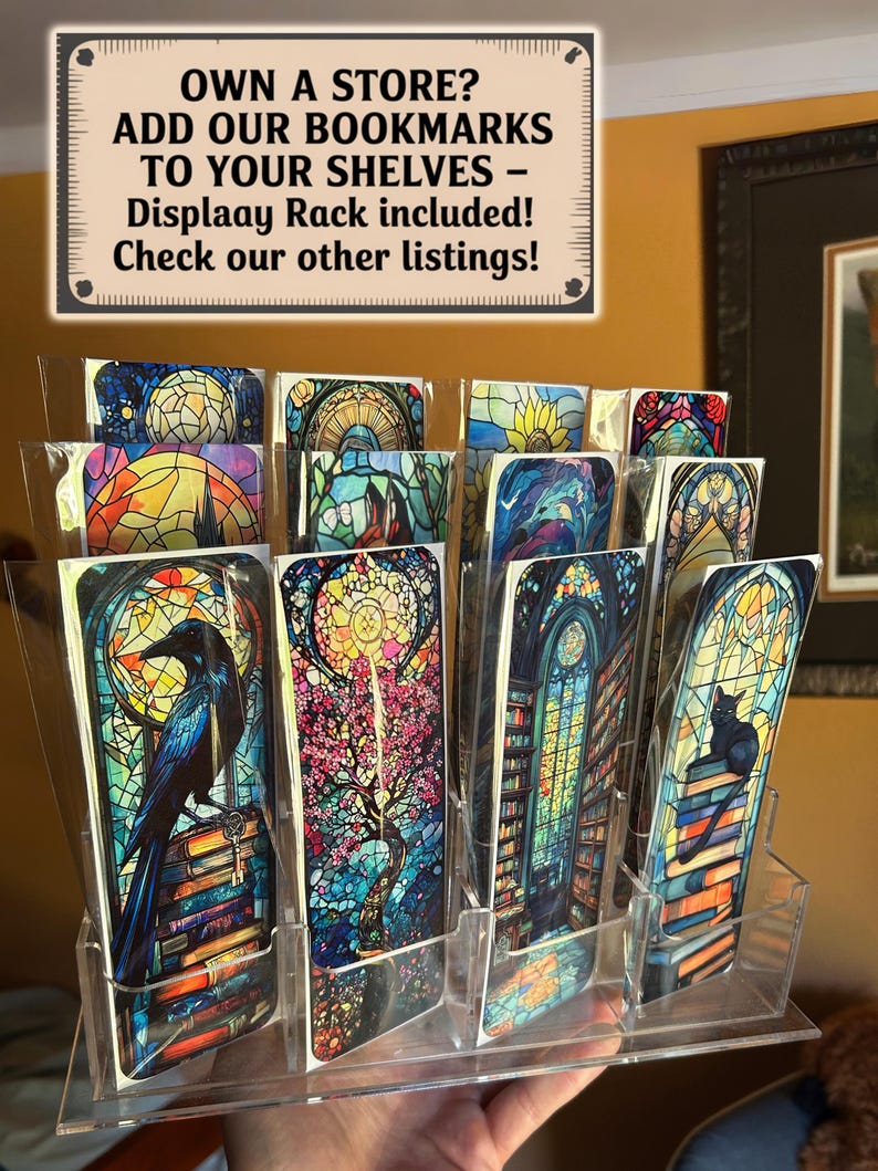 Fairy on Storybook Stack Bookmark With Muted Purples and Stained Glass ...