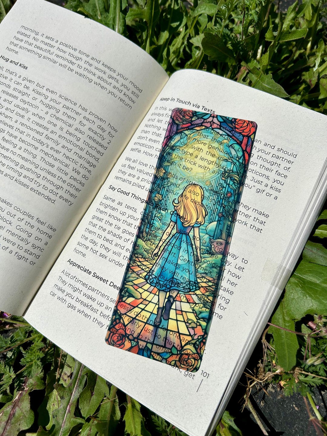 Alice in Wonderland Stained Glass Bookmark – Whimsical Fairy Tale Art ...