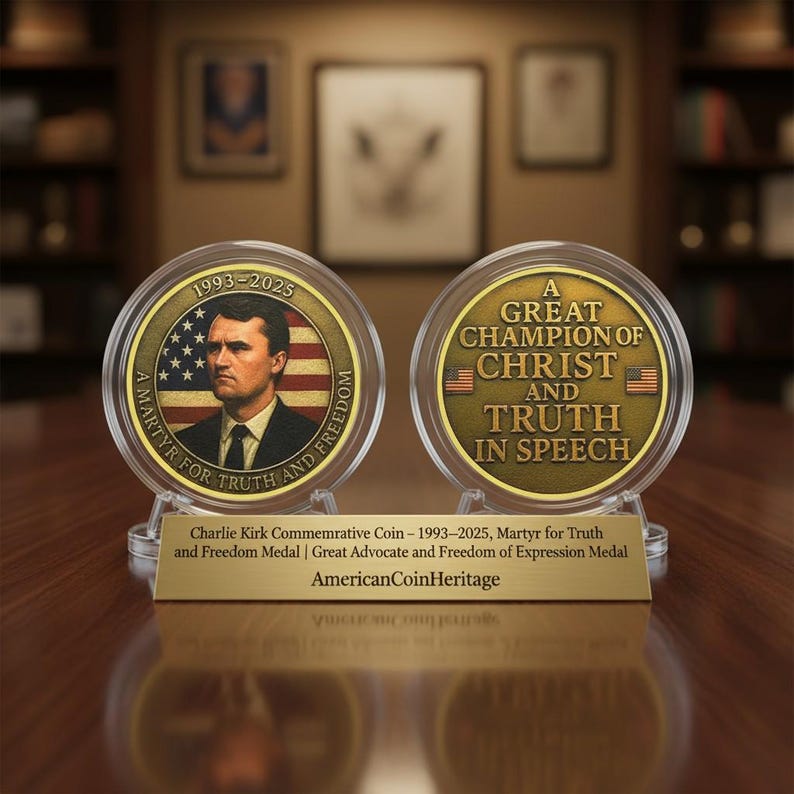 Charlie Kirk Commemorative Patriot Tribute Gold-plated Medallion ...
