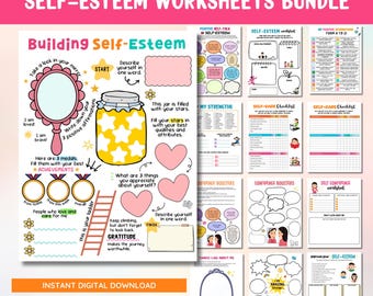 Self-esteem Worksheet Bundle: Mental Health Activities for Kids & Teens ...