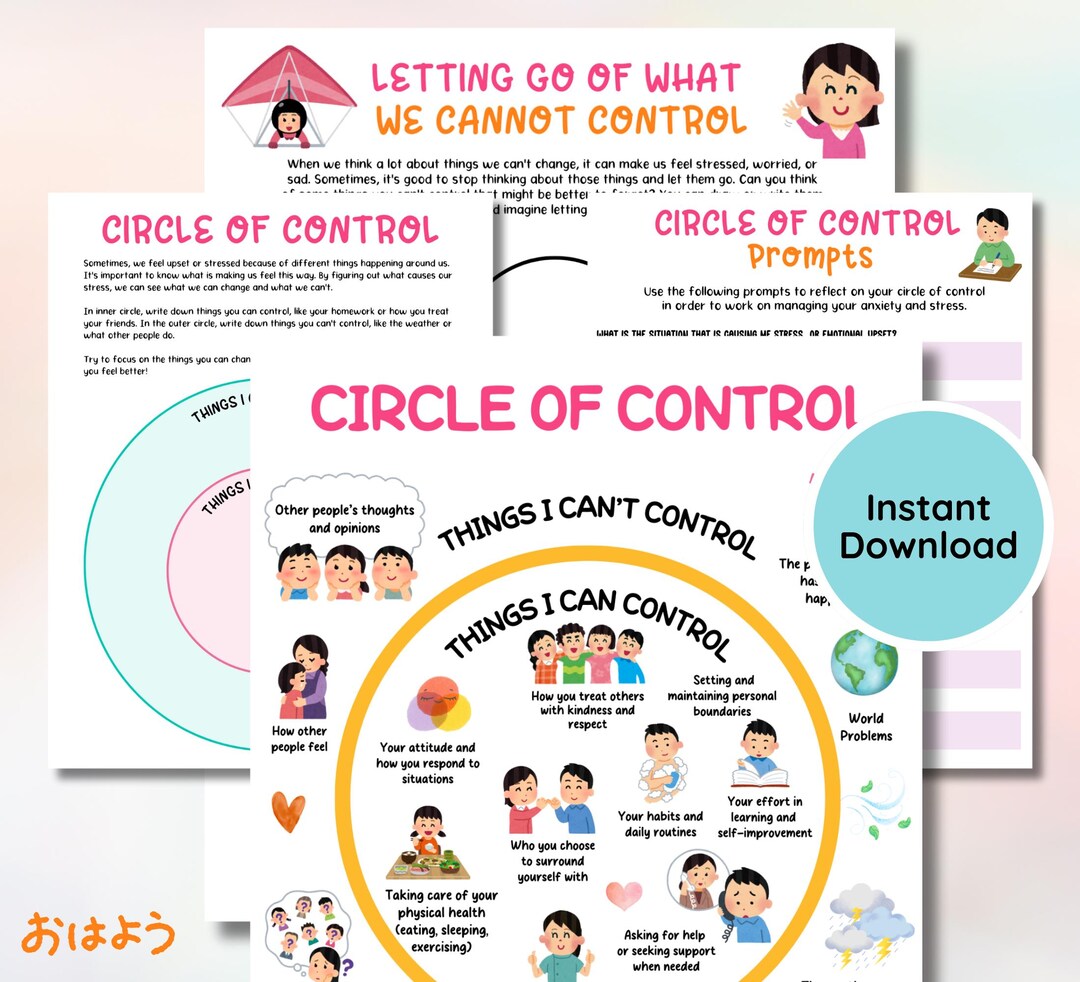 Circle of Control Worksheet, Coping Skills & Anxiety Tools, Things I ...