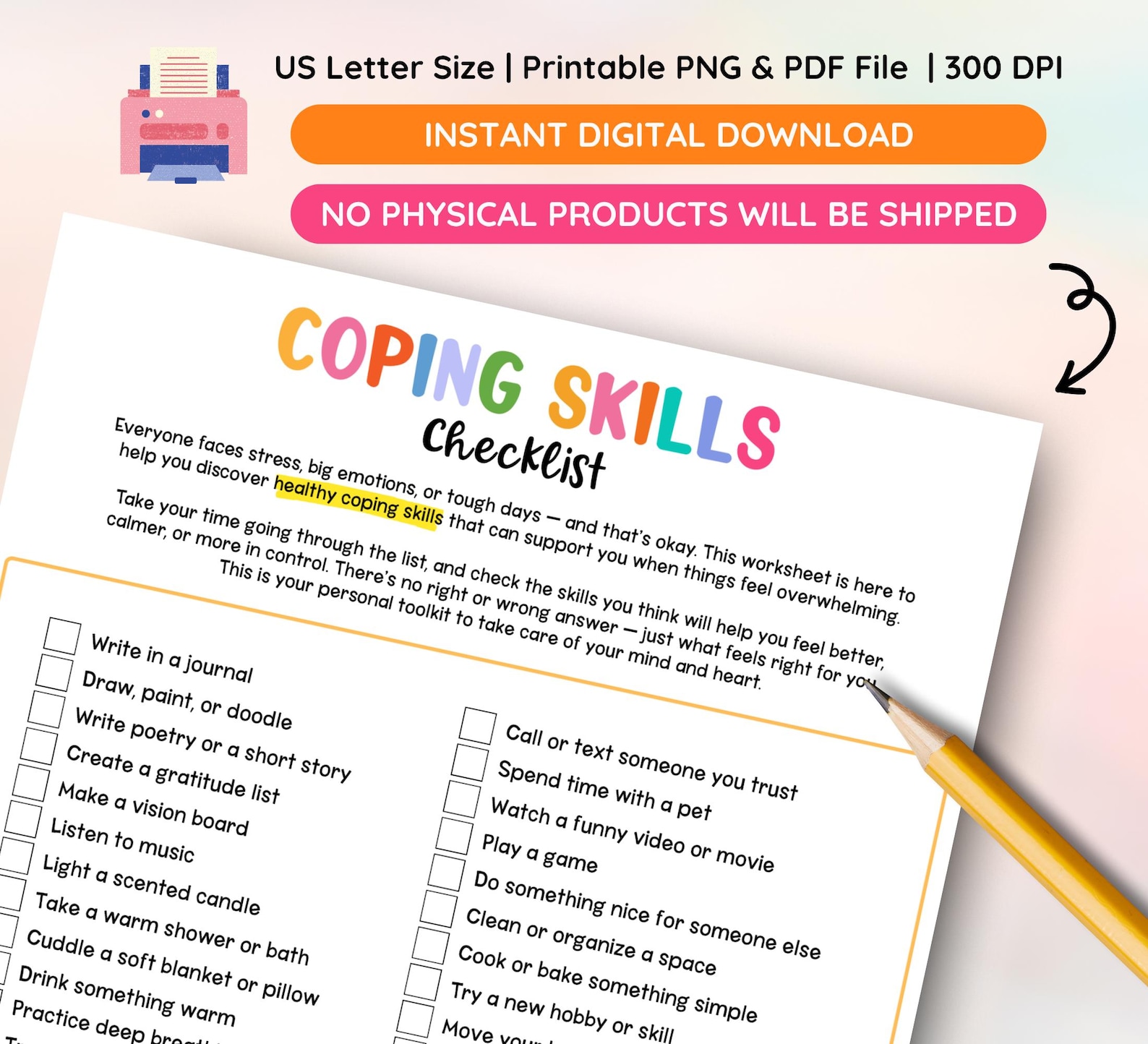 Coping Skills Checklist, Coping Strategy Tips, Grounding Techniques ...