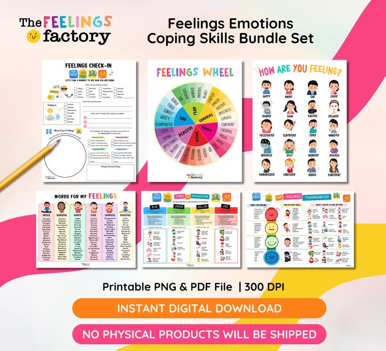 Feelings Emotions Coping Skills Bundle Set, SEL Activities, School ...