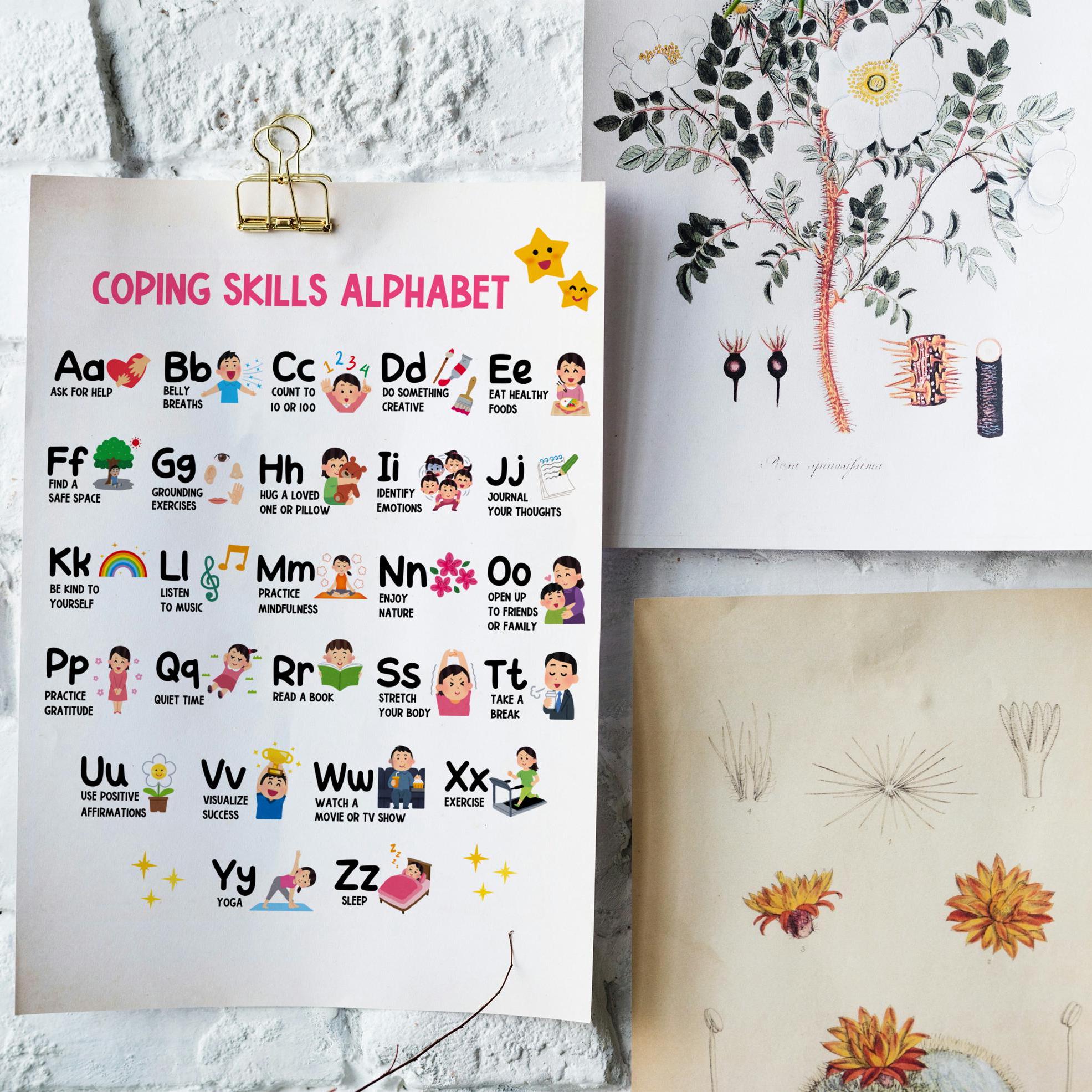 Coping Skills Alphabet Poster, A to Z Coping Skills Handout, Calm ...