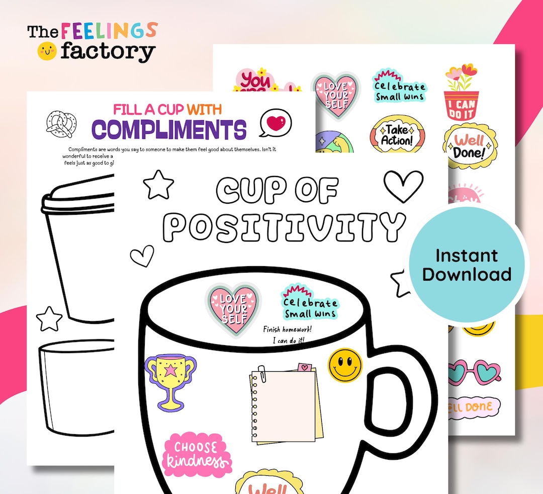 Cup of Positivity Affirmation Collage Activity Kit, Printable ...