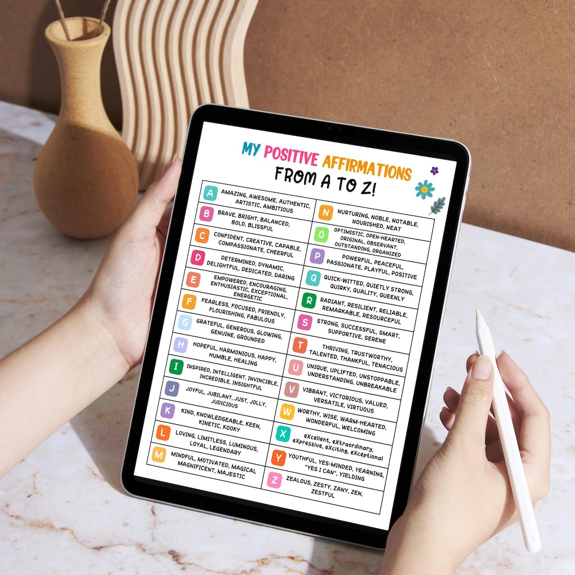 A-Z Positive Affirmations Worksheet: Kids & Teens Mental Health ...
