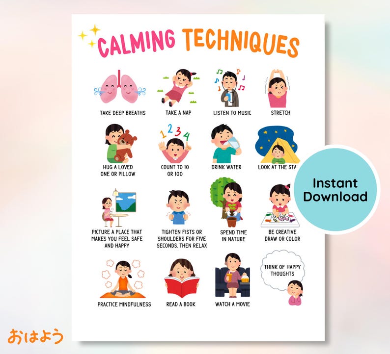 Calming Techniques Poster, Feelings Chart, Emotions Poster, Calming ...