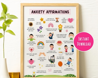 Anxiety Affirmations Poster for Kids & Teens: Coping Skills (digital ...