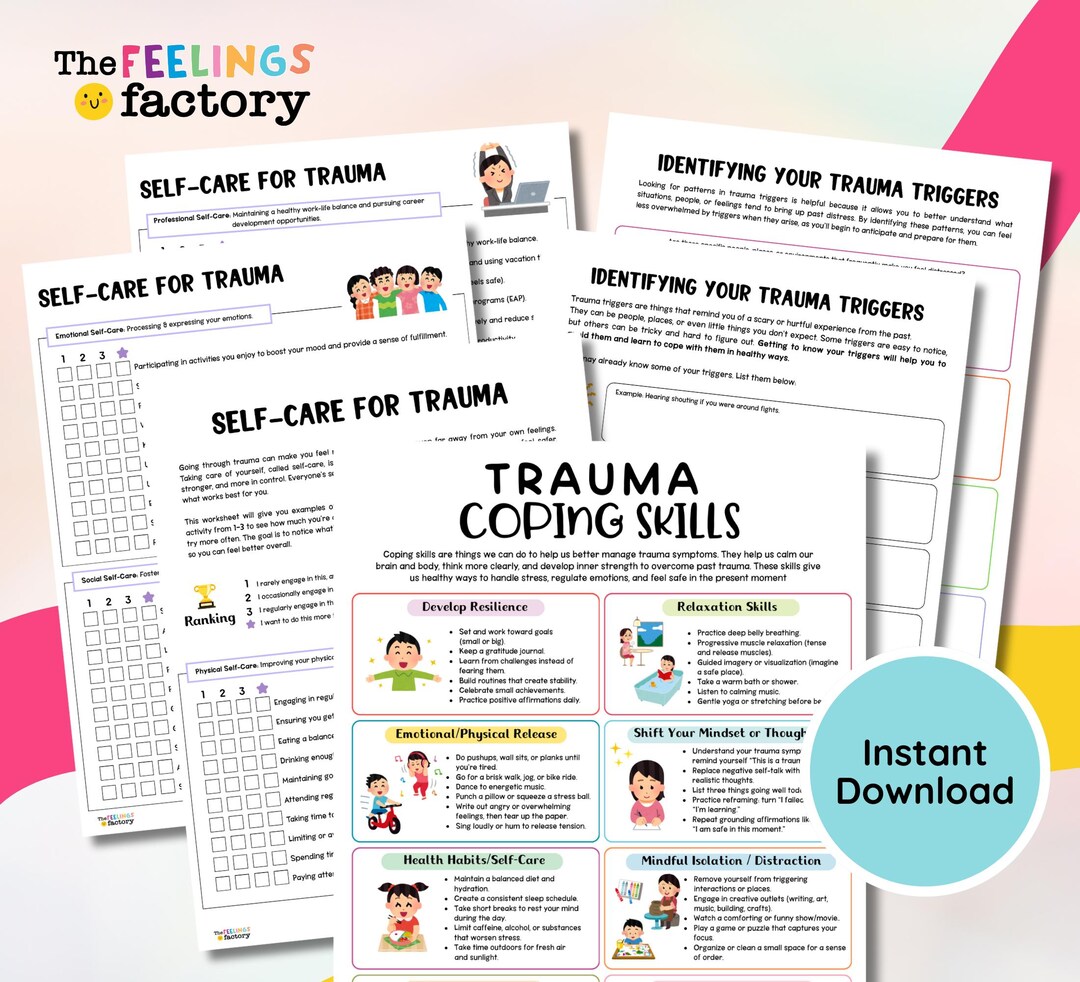 Trauma Coping Skills Worksheets: Mental Health, Self-care (PDF Download ...