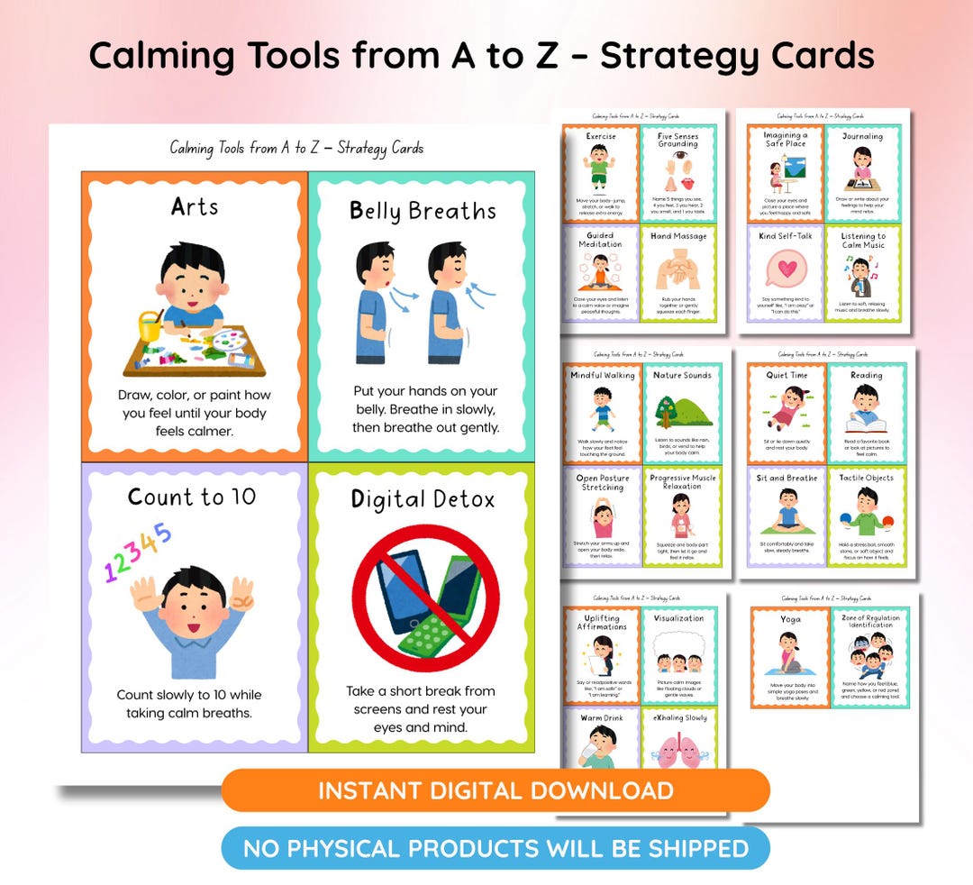 Calming Strategies A to Z Cards, Kids Coping Skills (PDF Printable) - Etsy