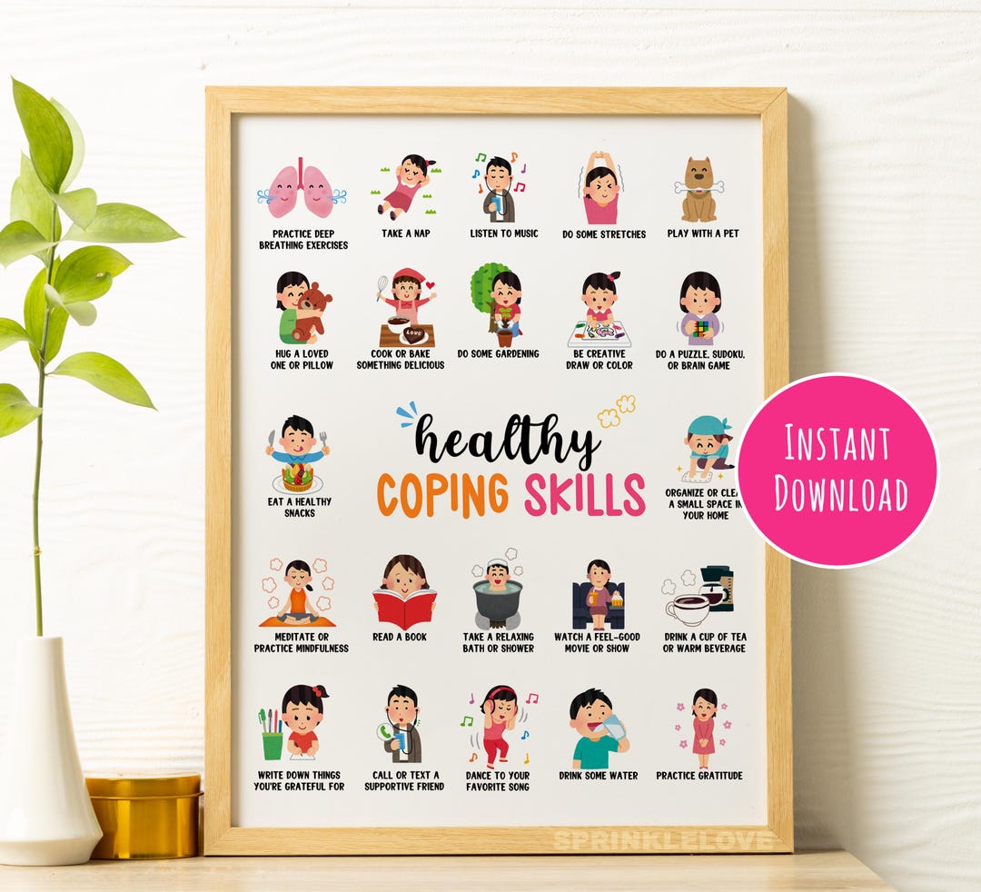 Coping Skills Poster, Coping Skills Wall Art, Coping Strategy ...