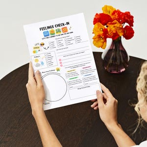 Feelings Check-in Worksheet: Social Emotional Learning, Self Regulation ...