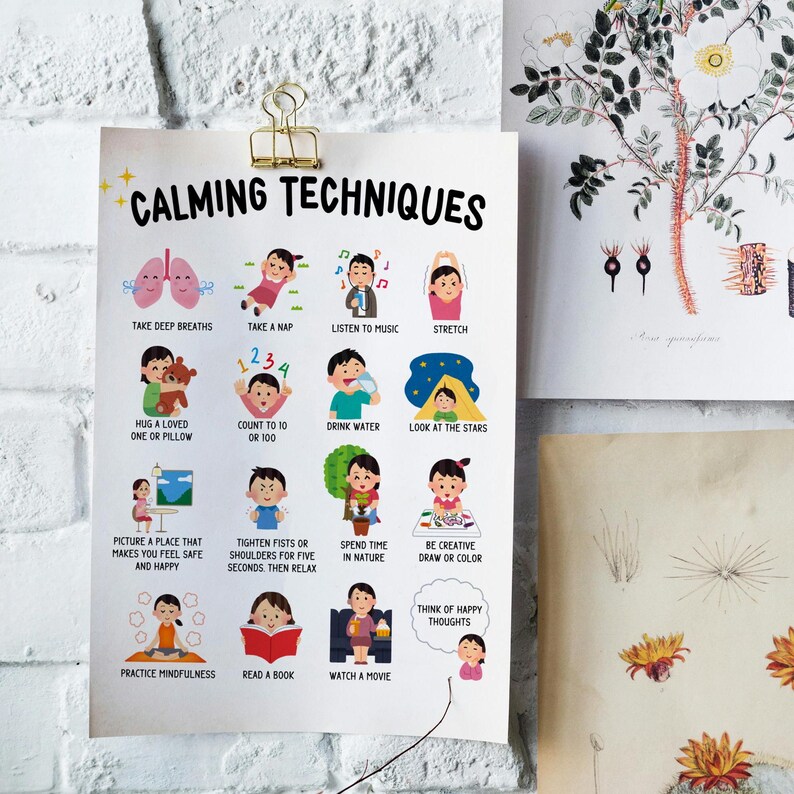 Calming Techniques Poster, Feelings Chart, Emotions Poster, Calming ...