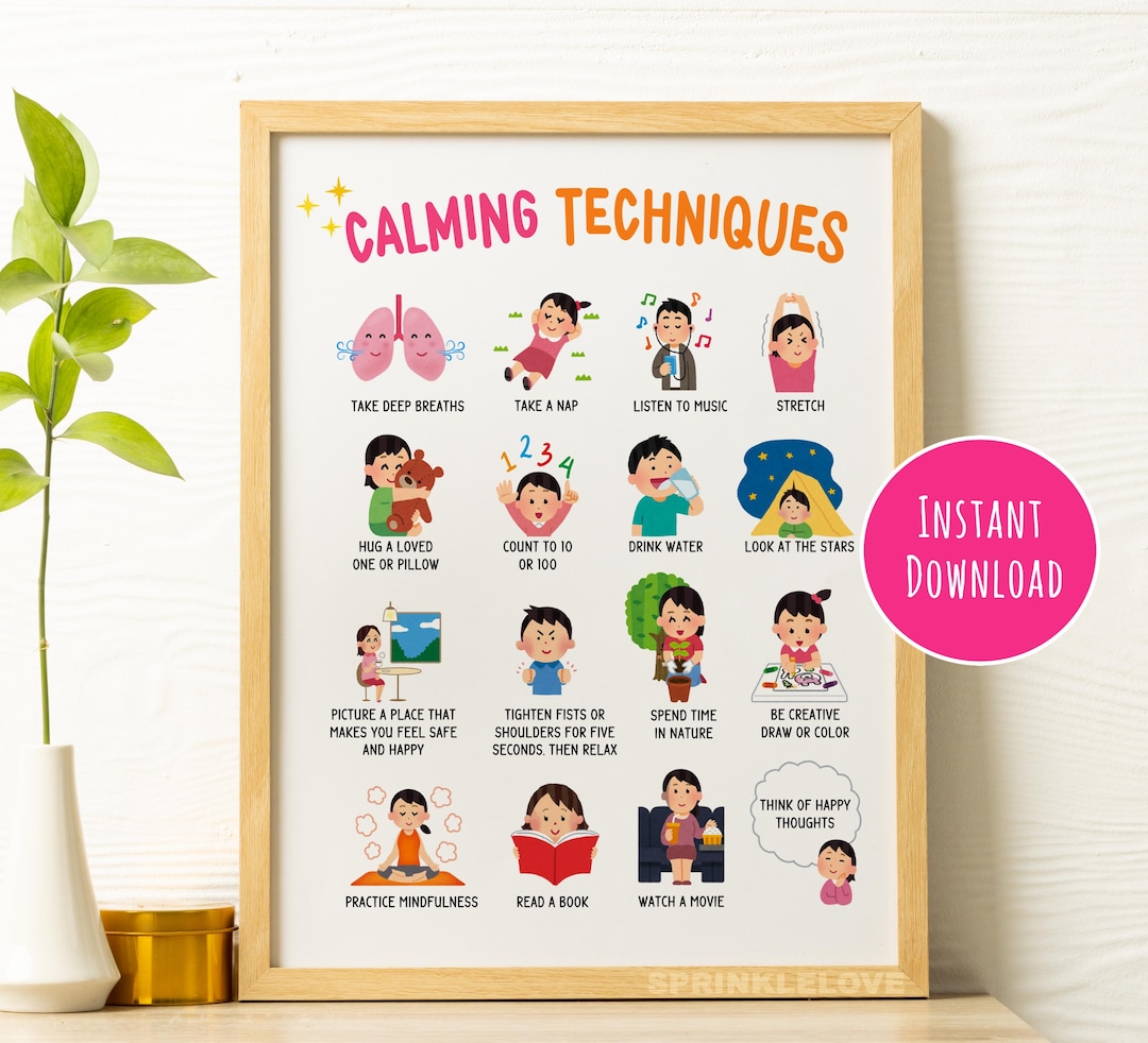 Calming Techniques Poster: Feelings Chart, Mindfulness Decor (printable ...