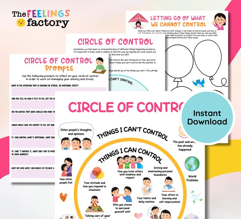 Circle of Control Worksheet: Coping Skills, Anxiety Tools (PDF) - Etsy