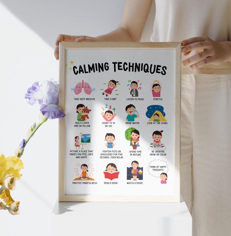 Calming Techniques Poster, Feelings Chart, Emotions Poster, Calming ...