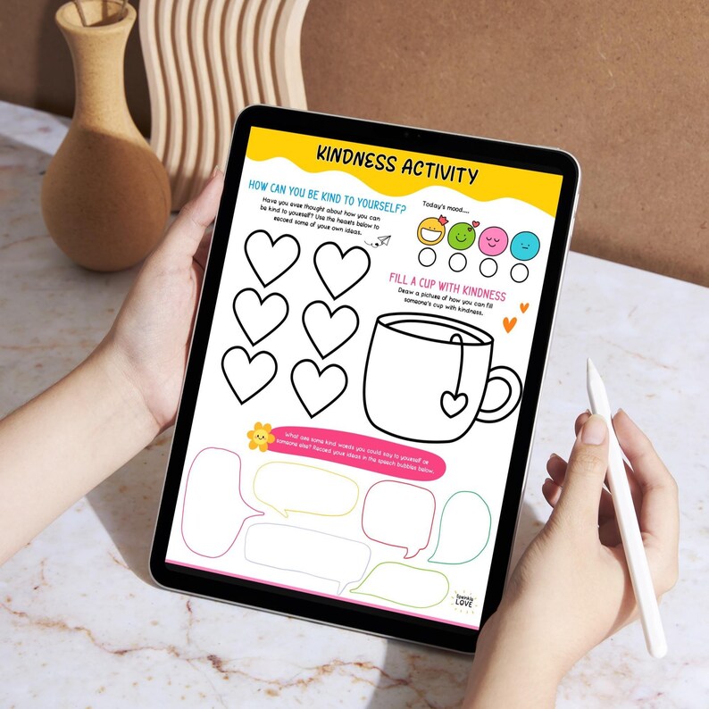 Kindness Activity Worksheet, Fill Your Cup With Positivity, Printable ...