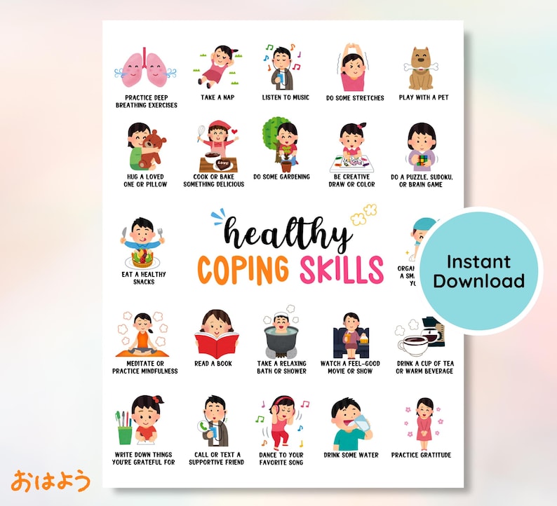 Coping Skills Poster, Coping Skills Wall Art, Coping Strategy ...