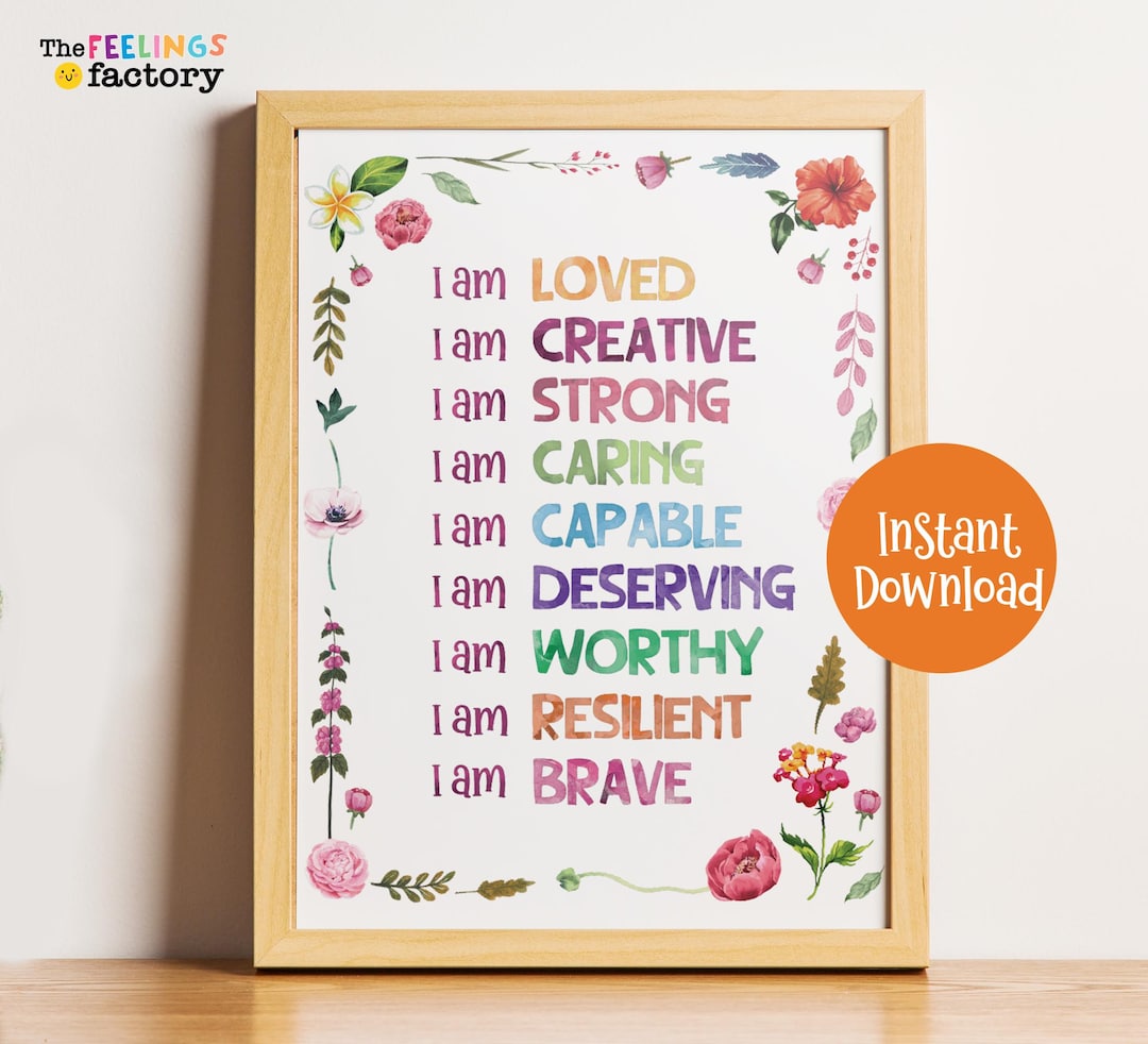 Watercolor Kids Affirmation Poster: Daily Motivational Wall Art ...
