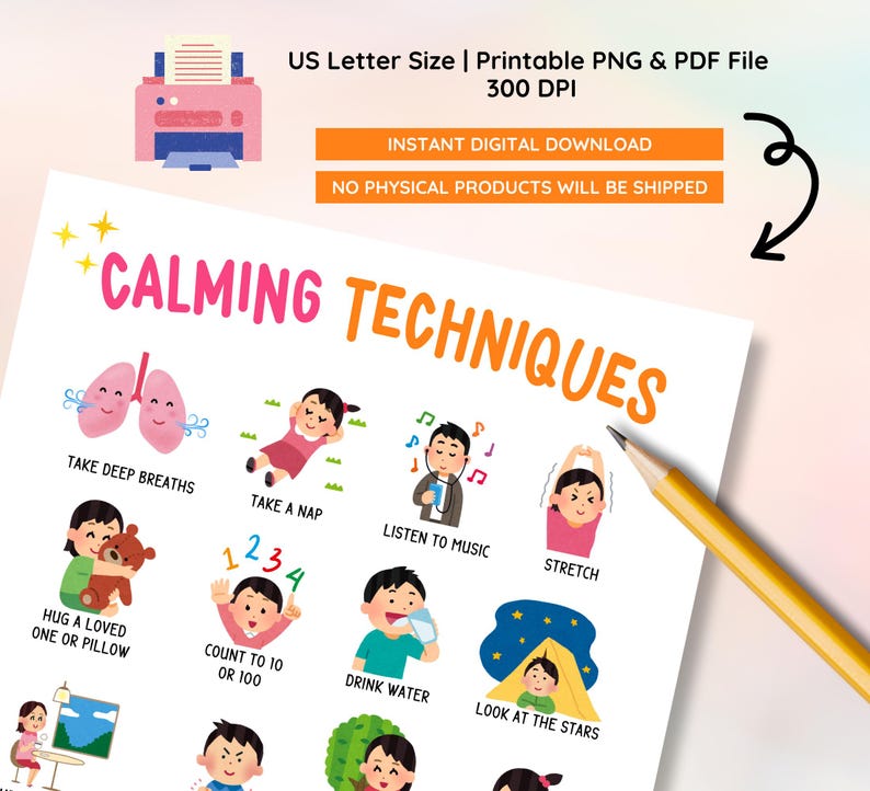 Calming Techniques Poster, Feelings Chart, Emotions Poster, Calming ...