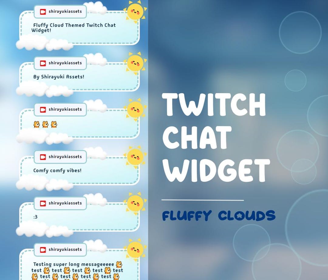Cute Fluffy Clouds + Smiling Sun Twitch Chat Widget | Chat Box | Cozy ...