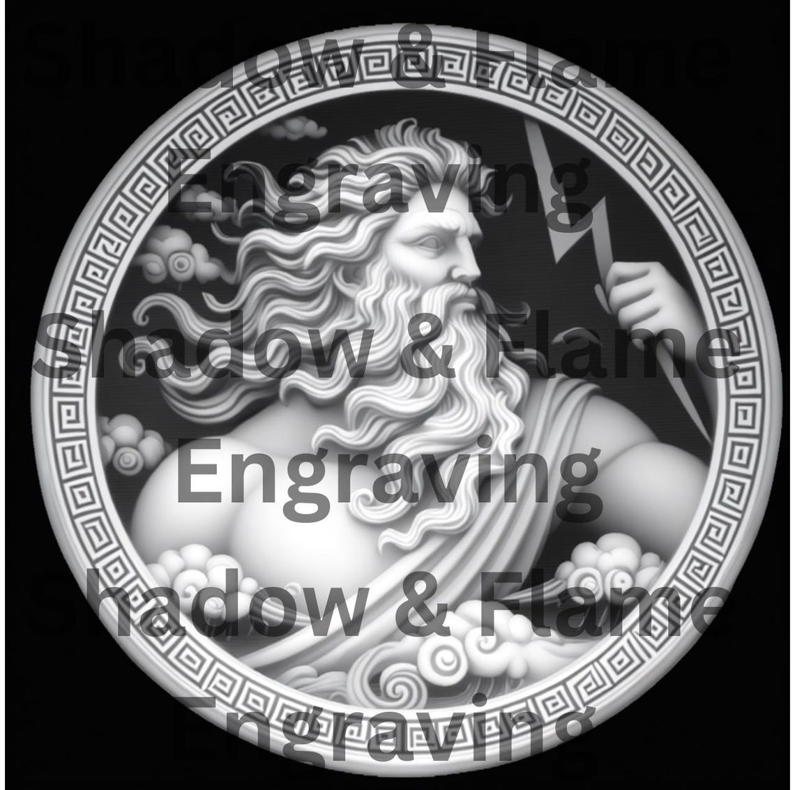 Zeus Depth Map | 3D Engraving File for Fiber Lasers | Greek Mythology ...