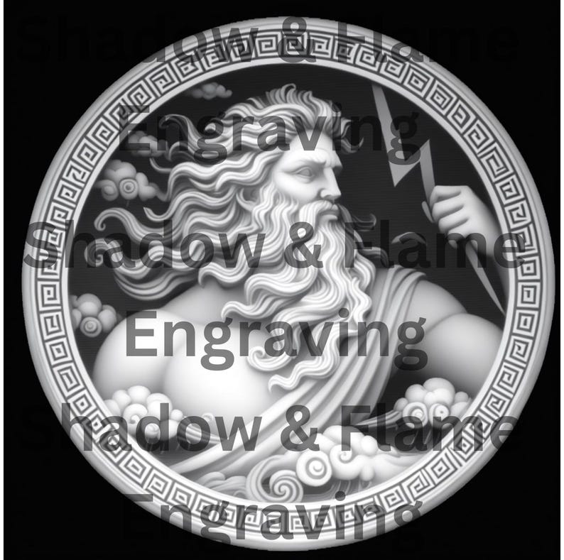 Zeus Depth Map | 3D Engraving File for Fiber Lasers | Greek Mythology ...