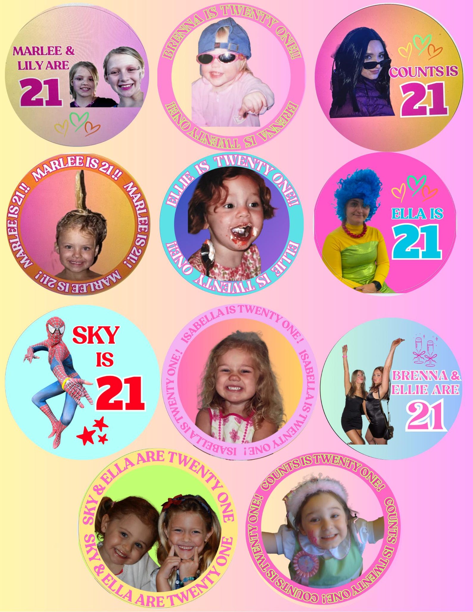21st Birthday Stickers | Custom Party Stickers | Printable | Birthday ...