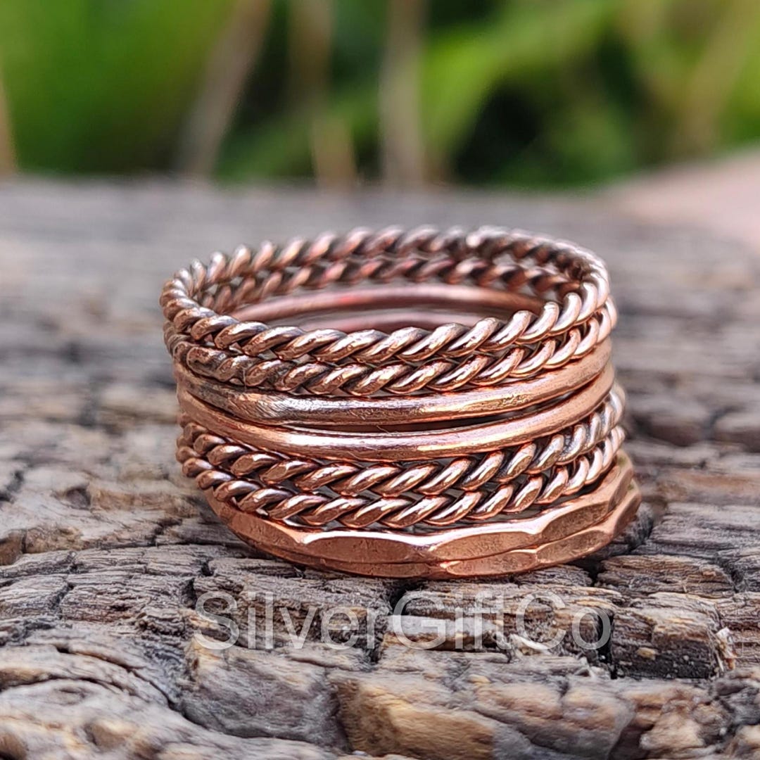Copper Set of 8 Stacking Ring - Copper Stacking Rings - Simple Copper ...