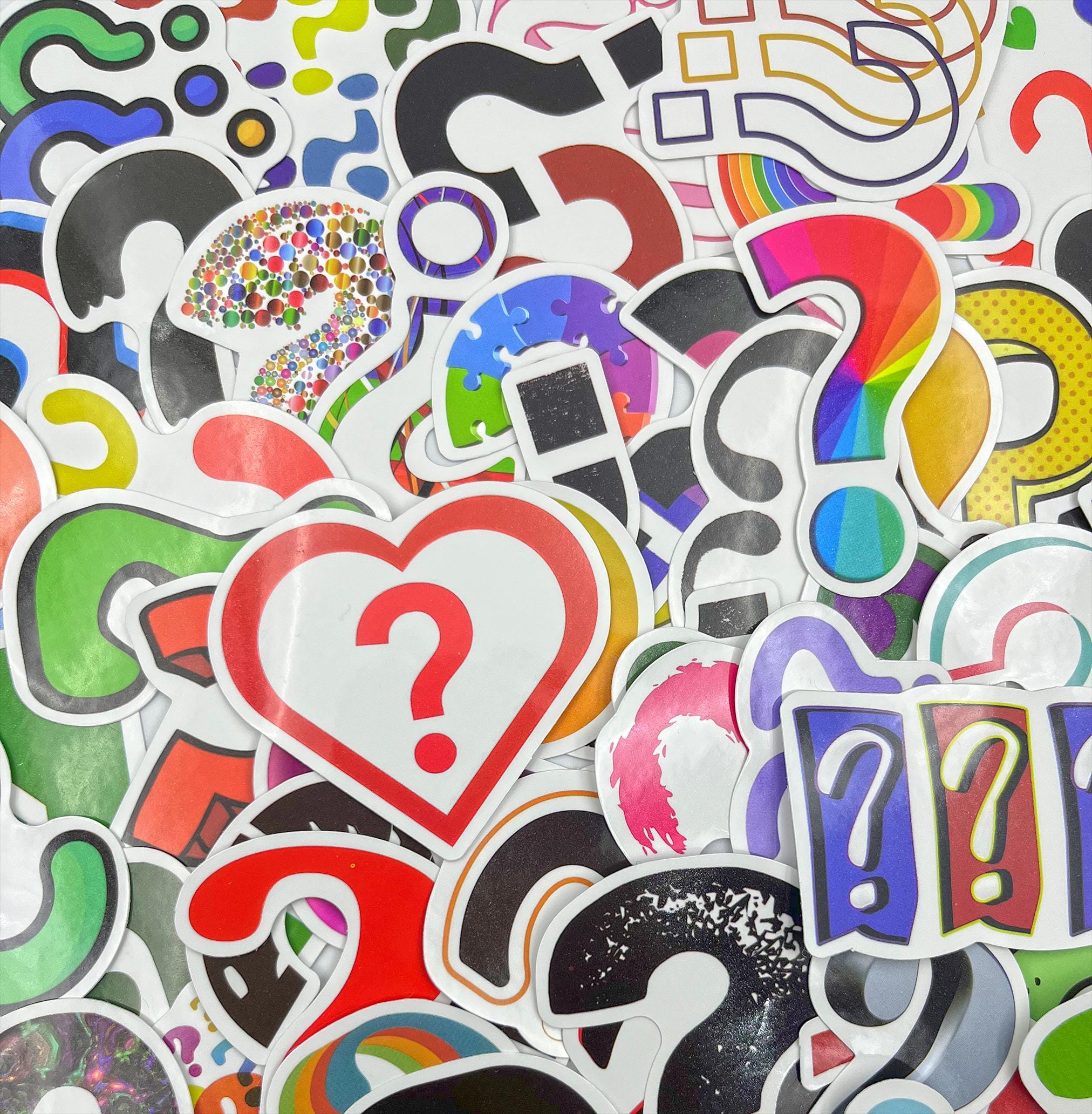 120pcs Question Mark Stickers | Colorful Vinyl Stickers | Waterproof ...