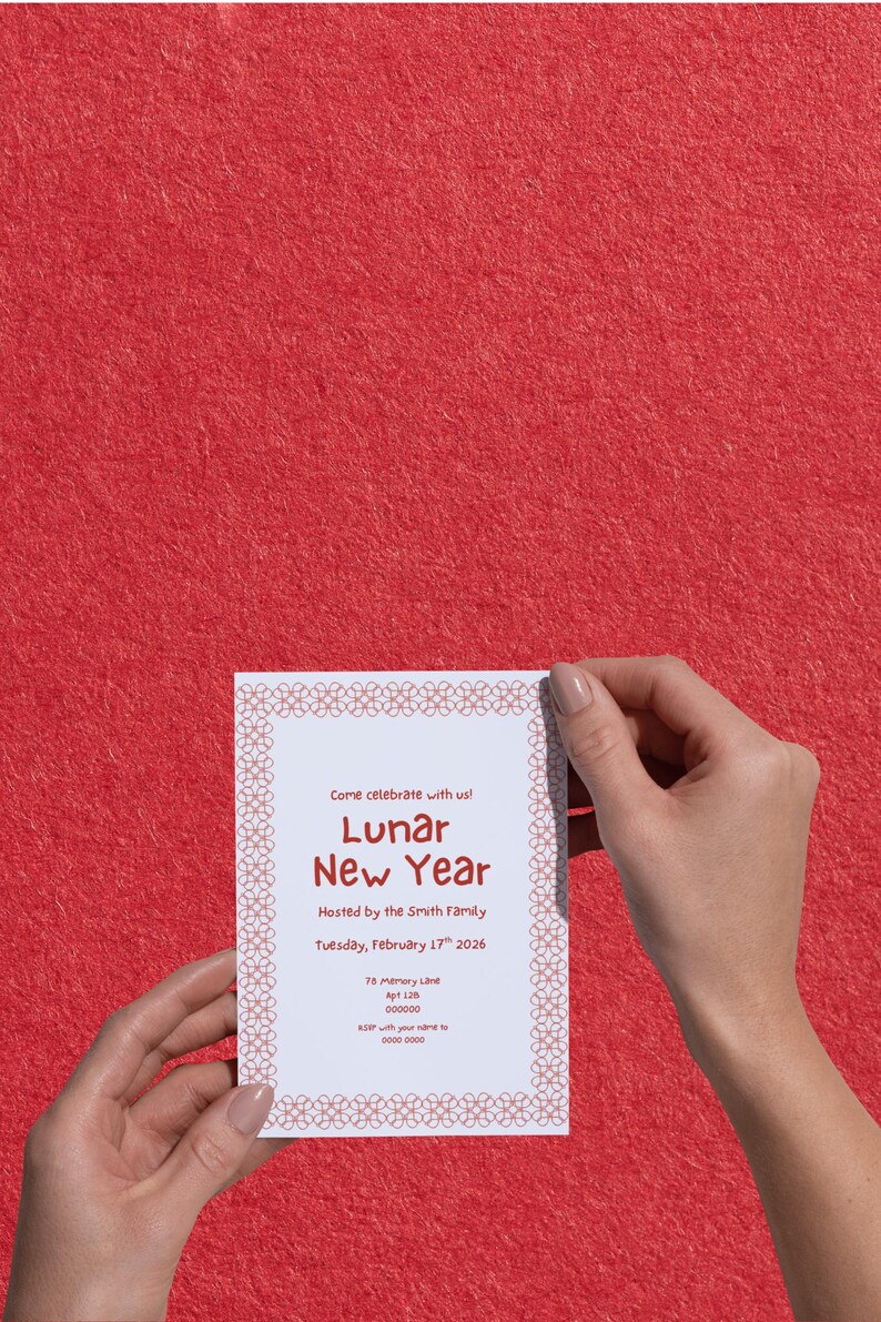 Red Border Lunar New Year Invitation Template | Editable Digital Invite ...