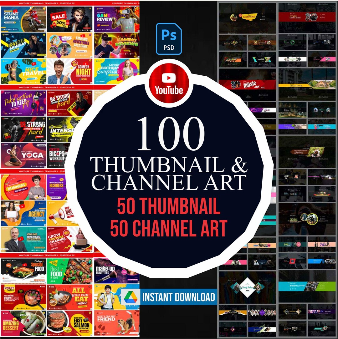 100 Youtube Channel Art and Thumbnails, Custom Design, Channel Branding ...